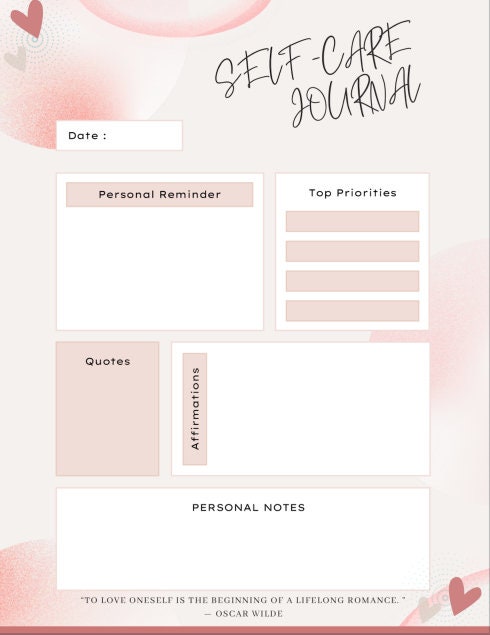 Self-care Checklist Printable | Self-improvement | Self-care Tracker ...