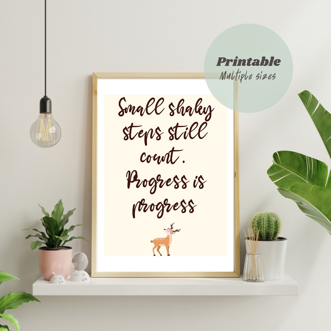 Progress is Progress Print, Small Steps Wall Art, Typographic Wall Art ...