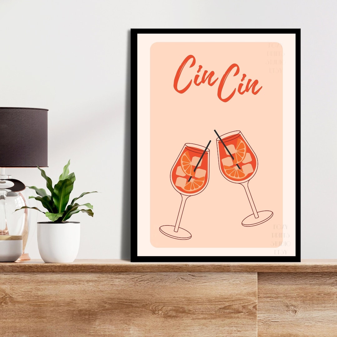 Cin Cin Print, Aperol Wall Art, Modern Wall Decor, Modern Typography ...