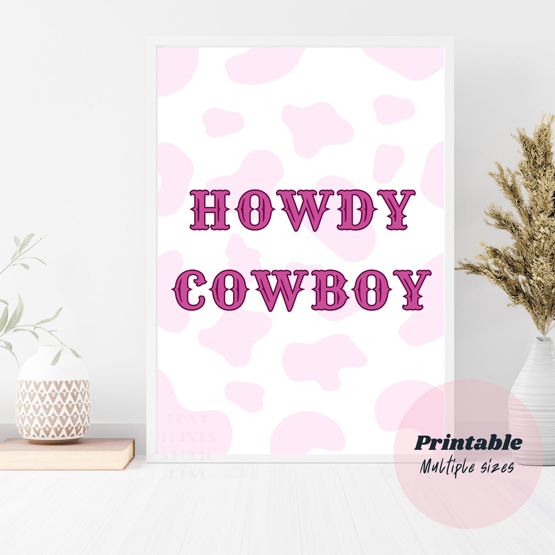 Western Cowboy Print, Western Wall Decor, Pink Wall Art, Western ...
