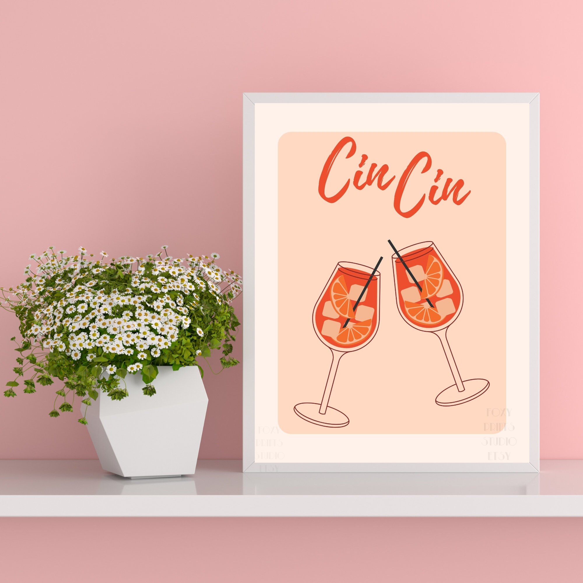 Cin Cin Print, Aperol Wall Art, Modern Wall Decor, Modern Typography ...
