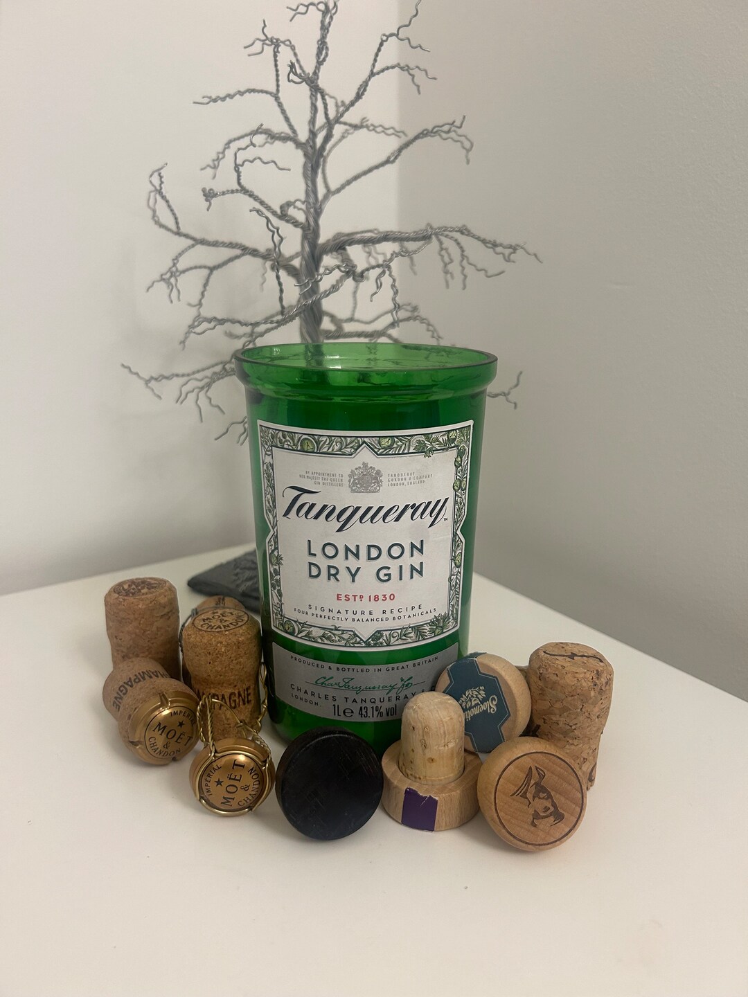 Large Tanqueray London Dry Gin Bottle Scented Floral Candle Upcycled ...