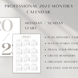 Yearly Calendar 2023 Printable, Digital Yearly Desk Calendar, Dated ...