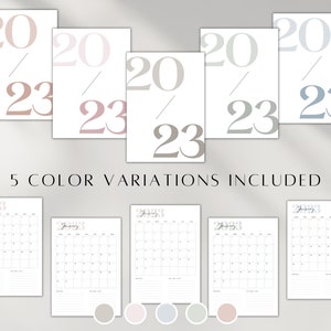 Yearly Calendar 2023 Printable, Digital Yearly Desk Calendar, Dated ...