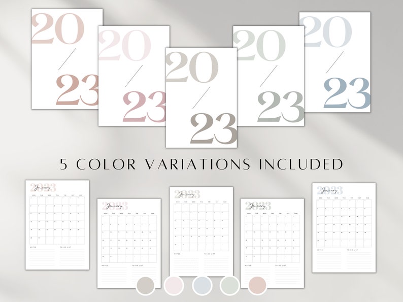 Yearly Calendar 2023 Printable, Digital Yearly Desk Calendar, Dated ...
