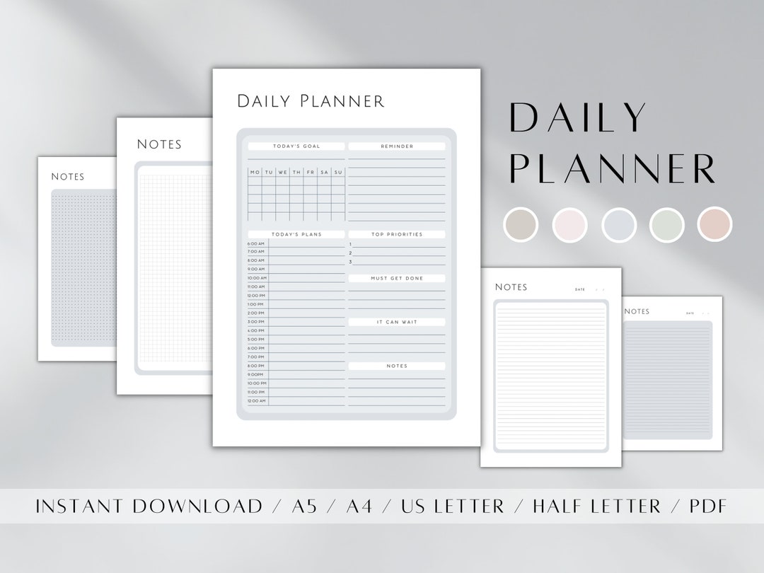 Printable Daily Planner Pages Digital Task List Daily - Etsy