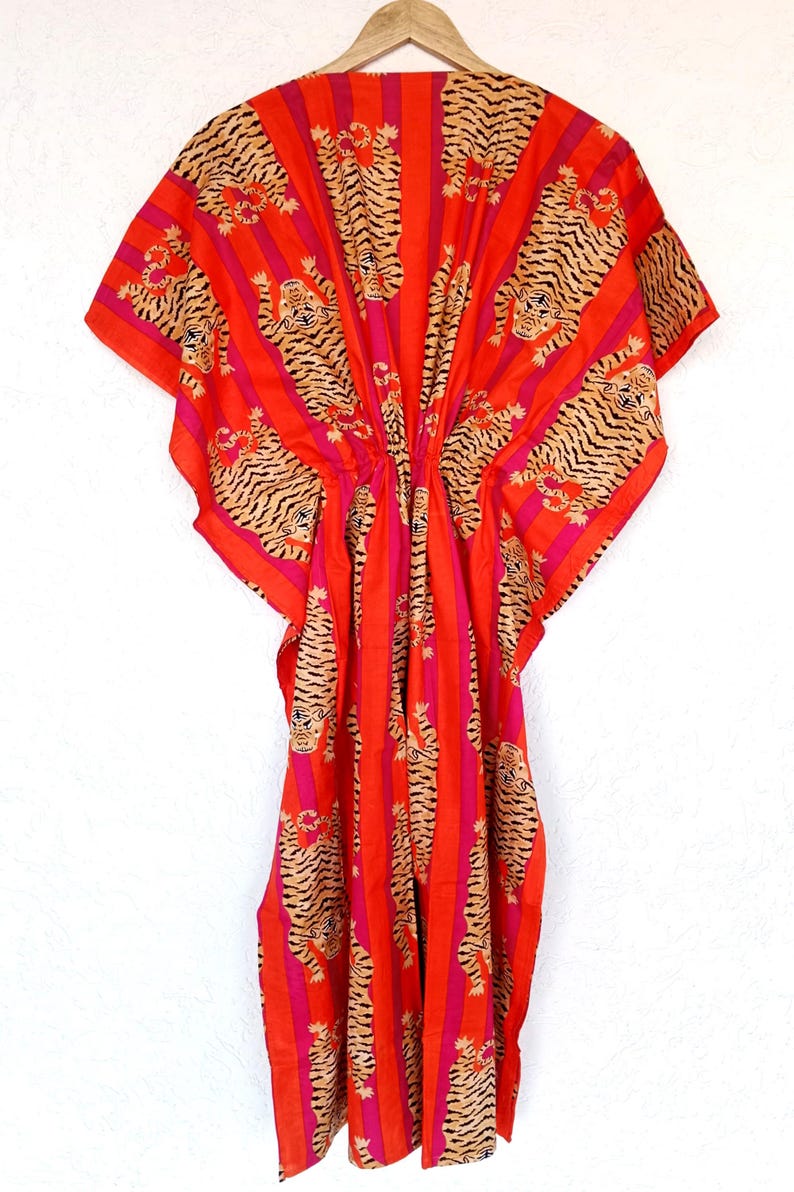 Cotton Tiger Print Kaftan, Long Dress Caftan, Sleepwear Maxi Gown ...