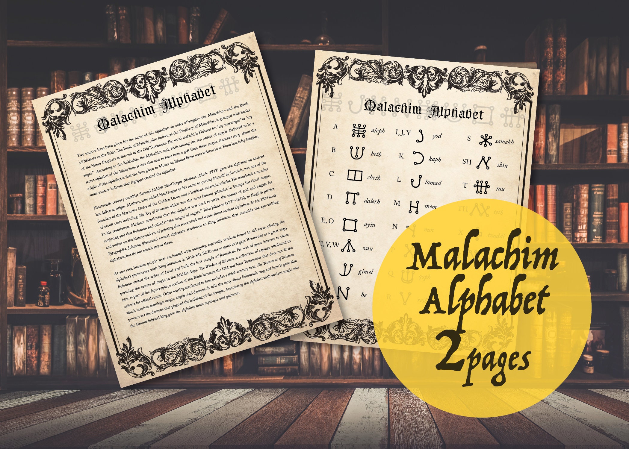 Malachim Magic Alphabet, 2 Pg Printable PDF Download Alphabet, Angel ...