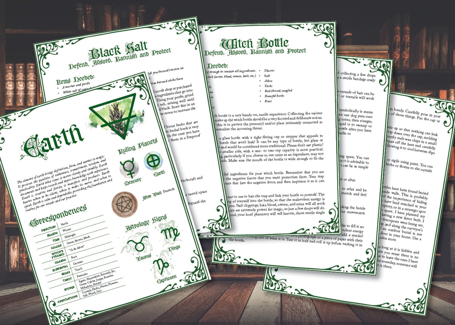 Elemental Magic Correspondences: Air, Fire, Water, Earth (PDF Printable ...