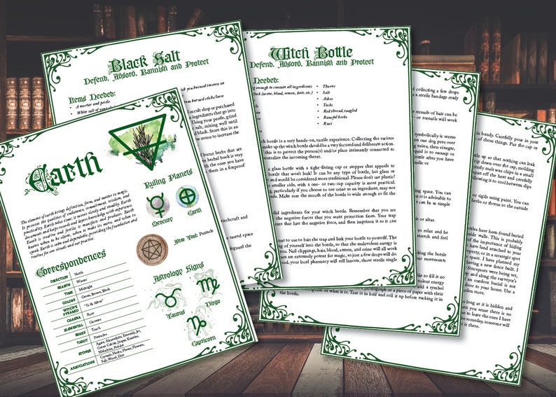 Elemental Magic Correspondences: Air, Fire, Water, Earth (PDF Printable ...