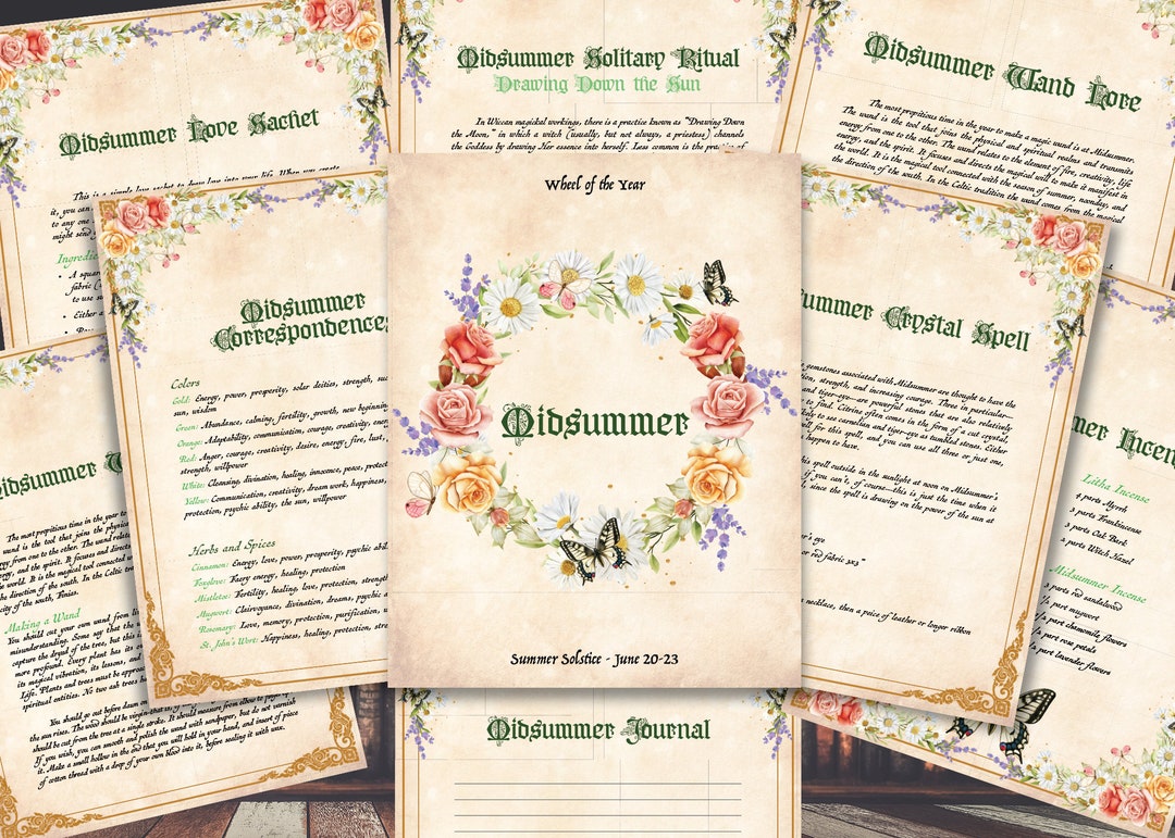 Midsummer Sabbat Printable Set: Witchcraft Rituals, Spells, Recipes ...