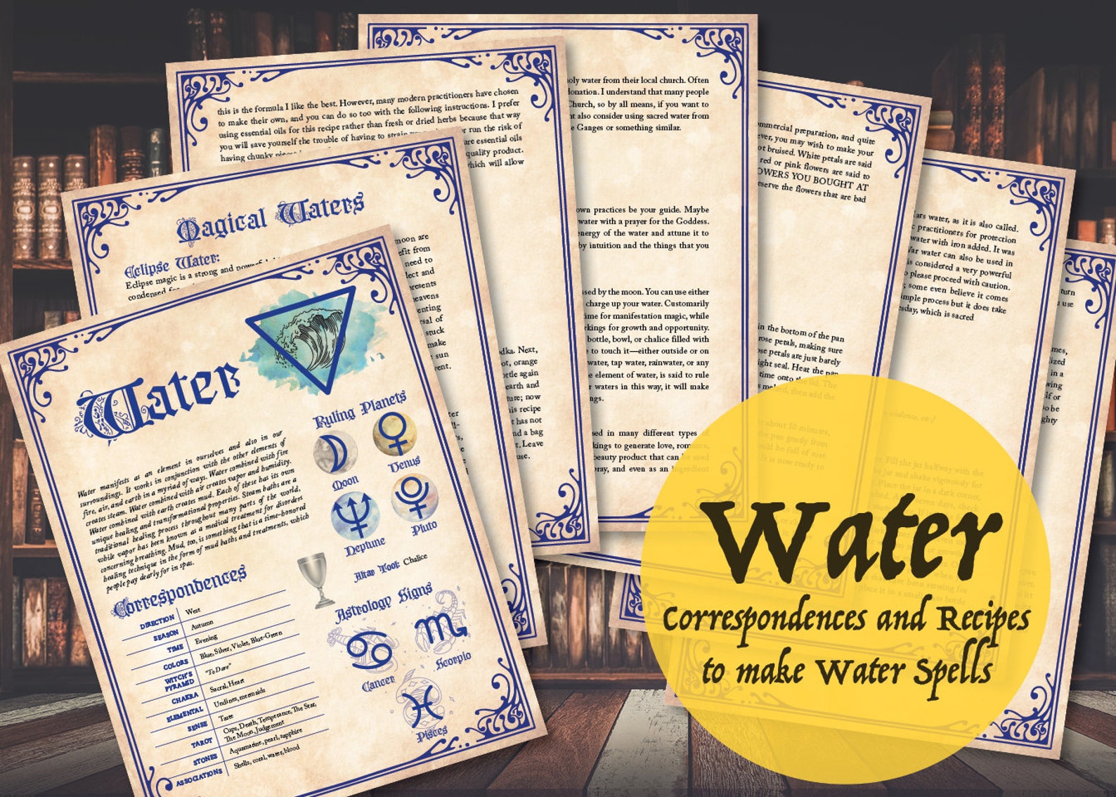 Elemental Magic Correspondences: Air, Fire, Water, Earth (PDF Printable ...