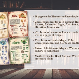 Elemental Magic 28 Pgs PDF Printable Download, Alchemy Fire Air Water ...