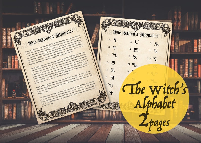 The Witch's Alphabet, 2 Pg Printable PDF Download, Theban Magical ...
