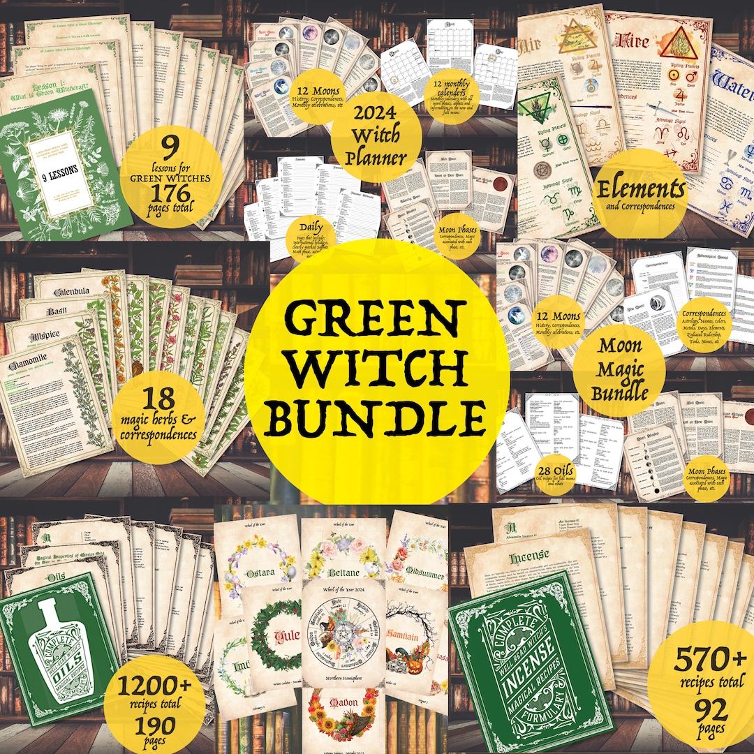 GREEN WITCH Bundle PDF Printable Download, 458 Pages Grimoire Pagan ...