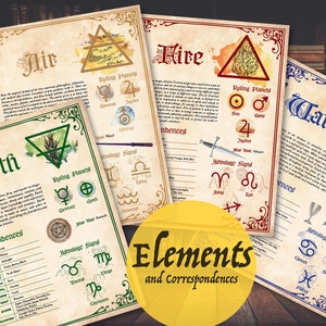 Elemental Magic Guide PDF Printable Download, Alchemy Fire Air Water ...