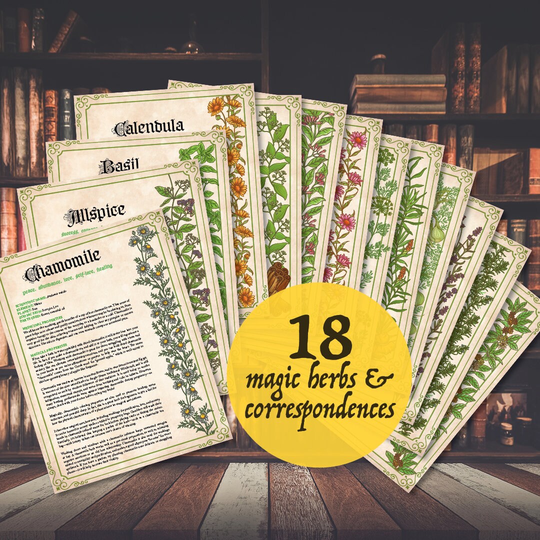 Magic Herbs Correspondences: Grimoire Pages (PDF Printable) - Etsy