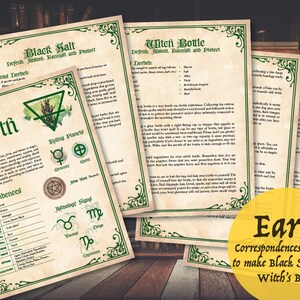 Elemental Magic Correspondences: Air, Fire, Water, Earth (PDF Printable ...