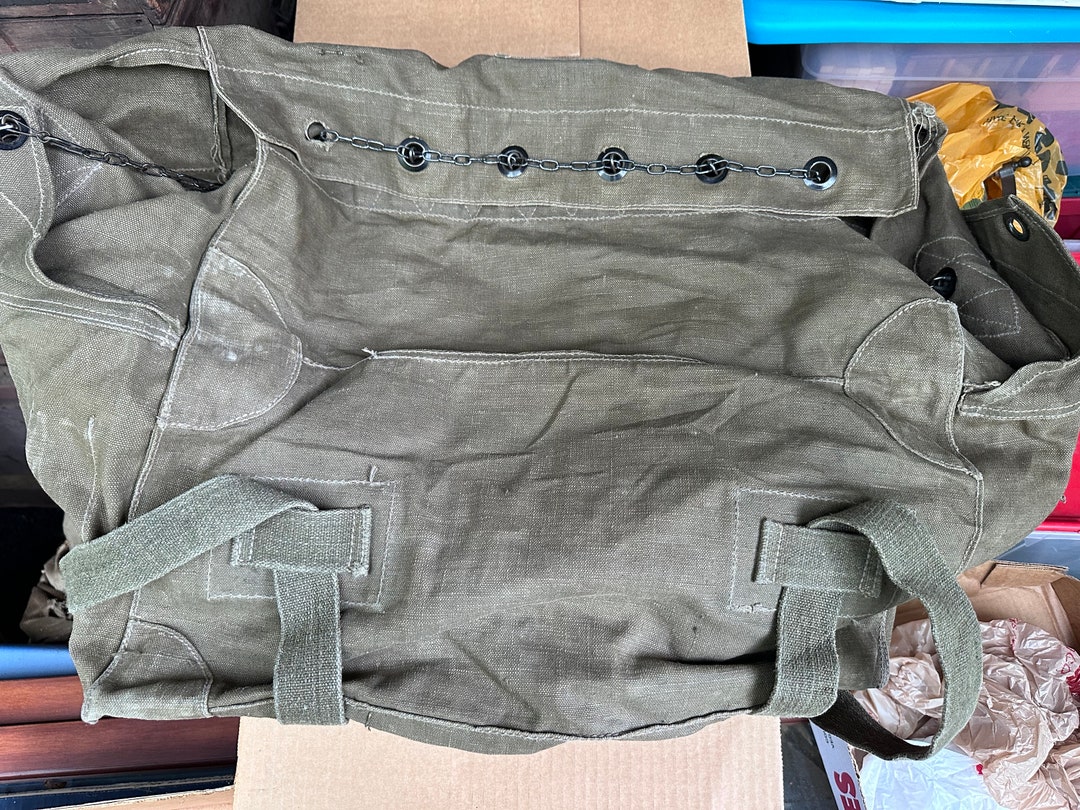 Vintage Military / Mail Satchel / Bag. Green With Metal Chain That ...