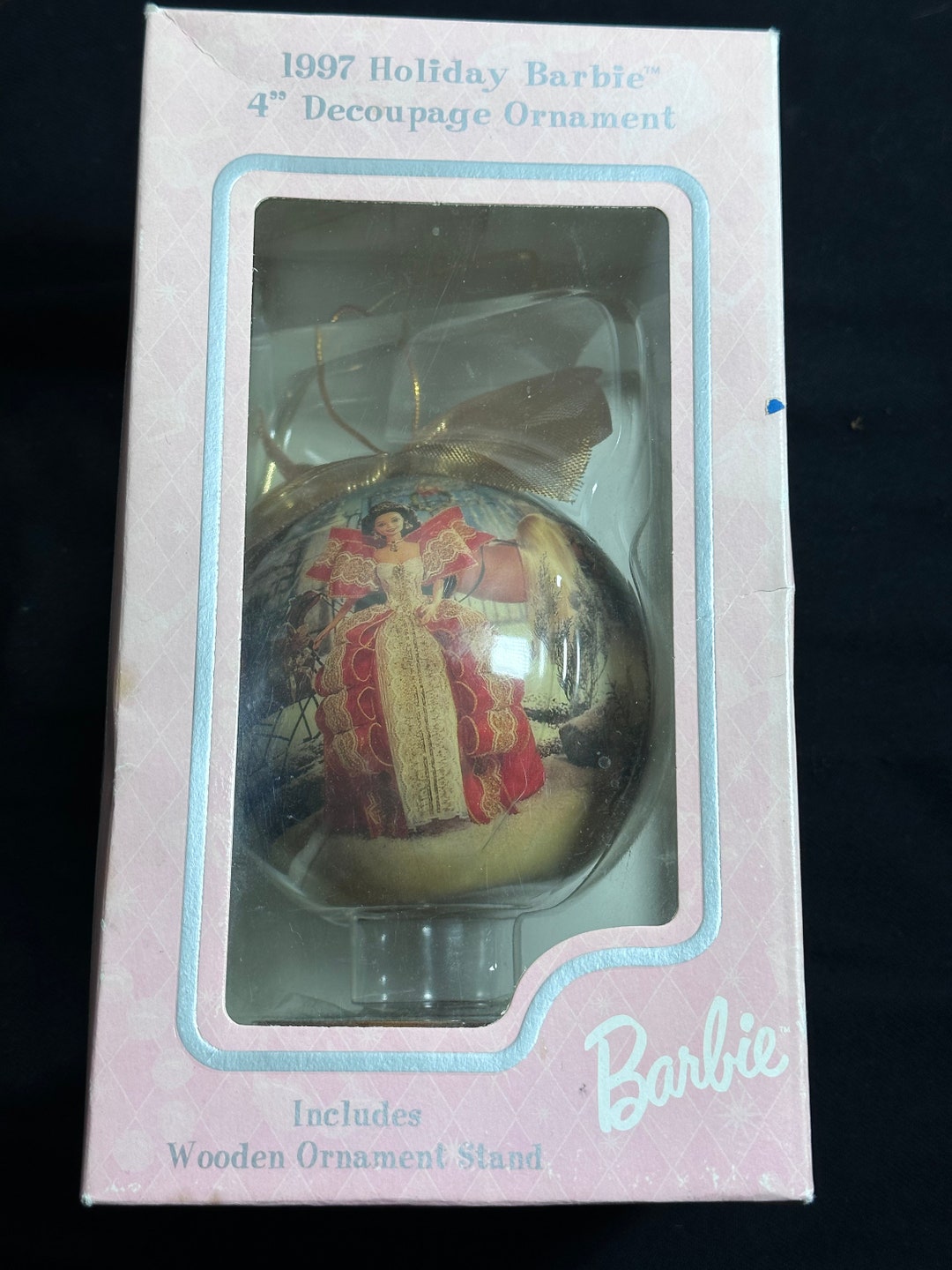 1997 Holiday Barbie 4” Decoupage Ornament - Includes Wooden Ornament ...
