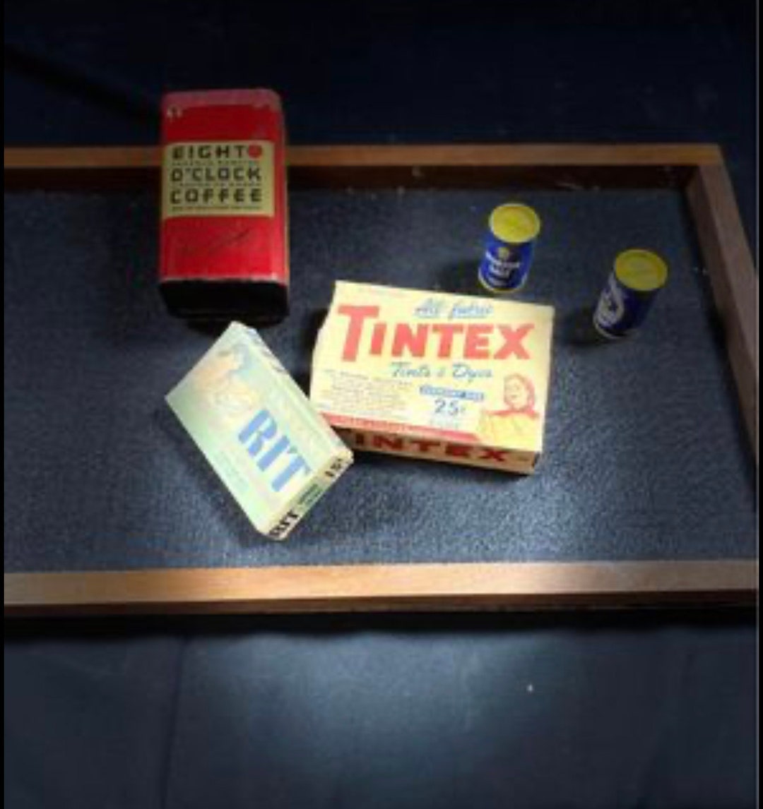 1940s Coffee Tin, Instant Rit, Tintex, 2 X Miniature Morton Salt ...