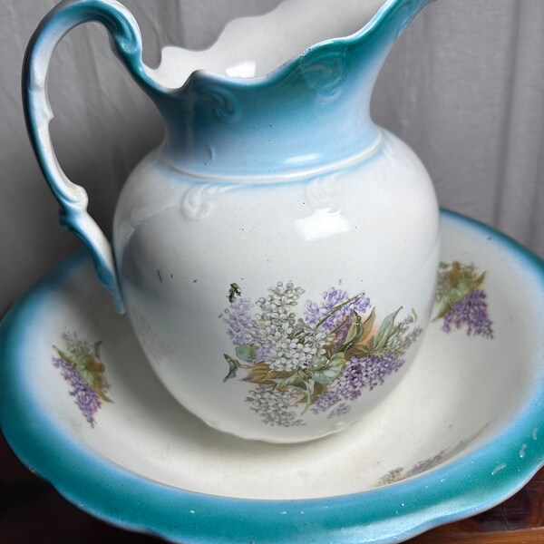 Antique Wash Basin and Pitcher - Etsy