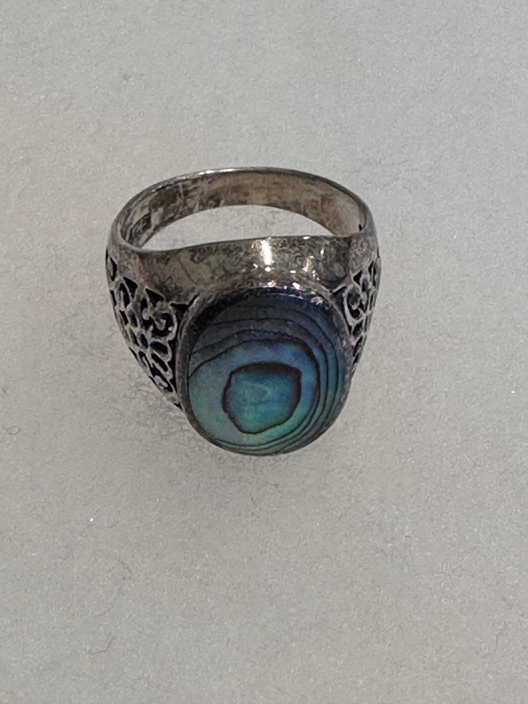 Vintage Sterling Silver 925 Stamped and Signed “AF” Paua Shell Ring 5 ...