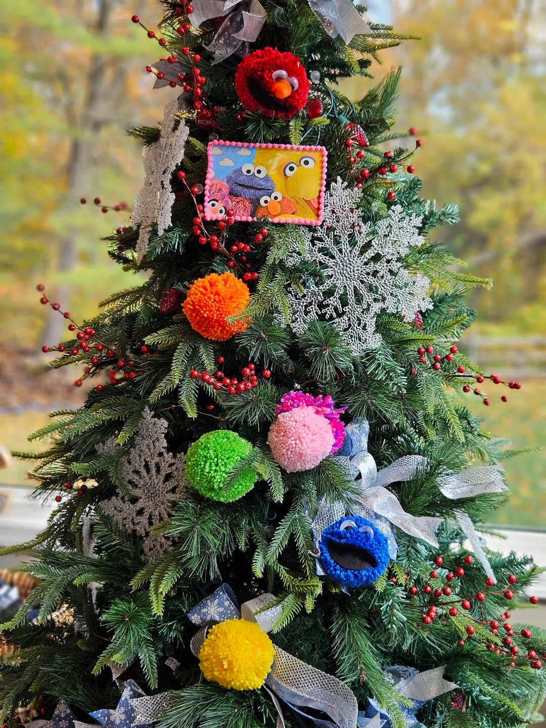 Sesame Street Pom Pom Ornaments and Sign - Etsy