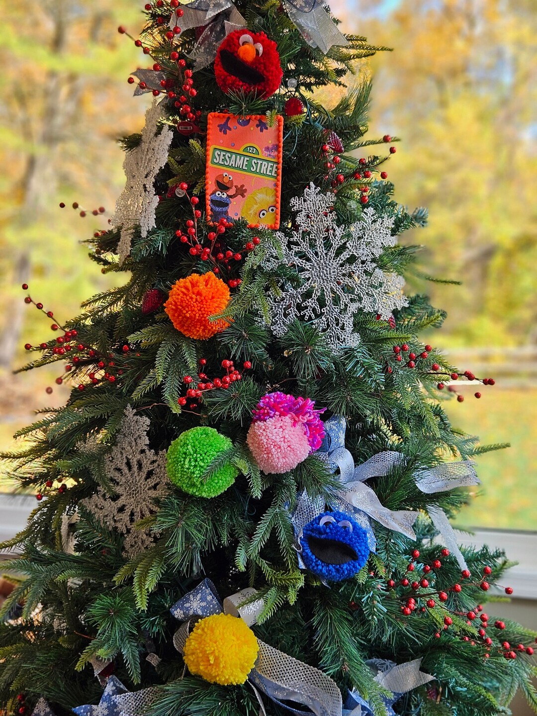 Sesame Street Pom Pom Ornaments and Sign - Etsy