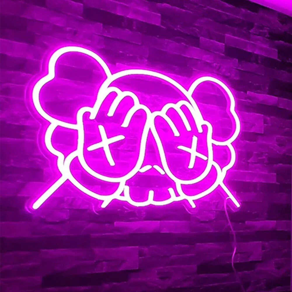 Kaws Neon LED Wall Art Sign - Etsy