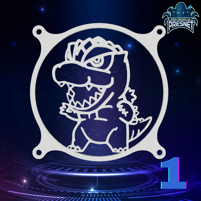 Chibi Godzilla Gaming Computer Fan Shroud / Grill / Cover Custom 3D ...