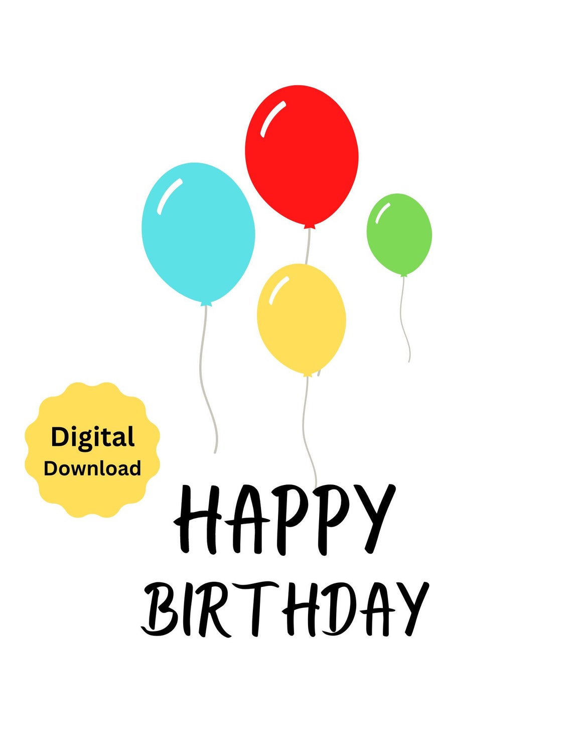 Happy Birthday Printable Card/ Card Template / Printable / Instant ...