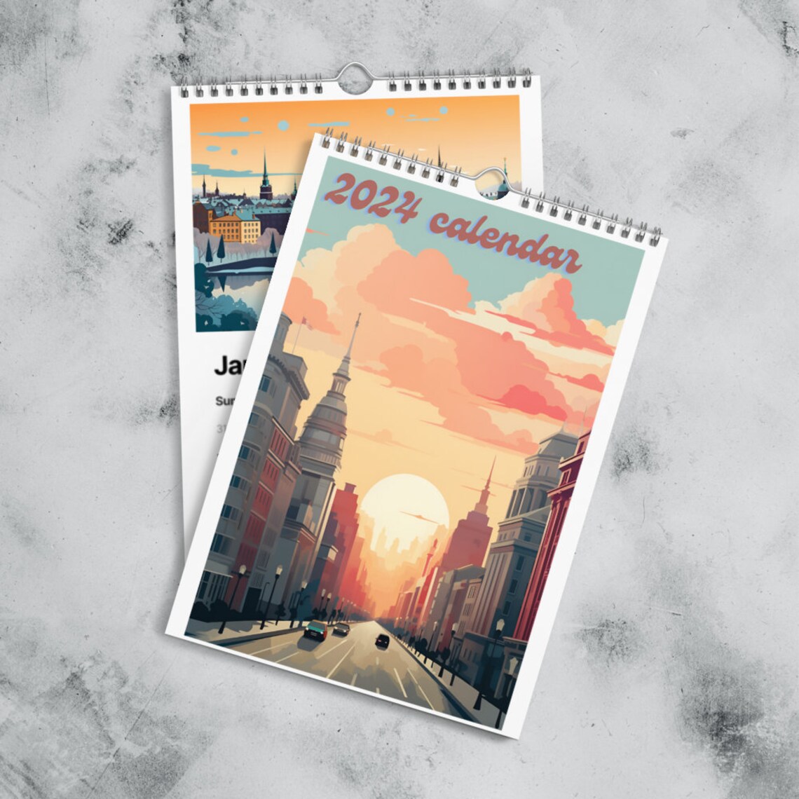 2024 Wall Calendar, World Cities Calendar, Travel Calendar, 2024 12 ...