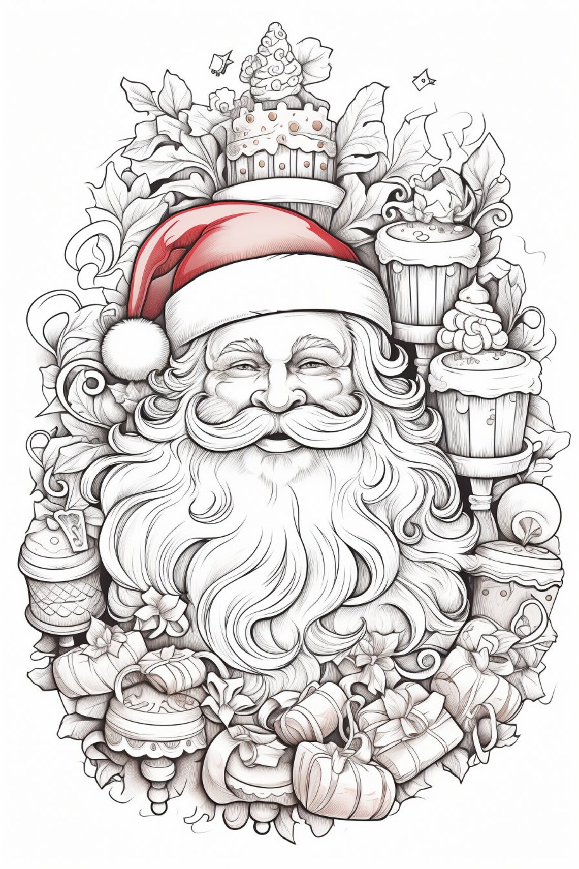 100 Pages Christmas PDF Coloring Book Printable Xmas Santa - Etsy France