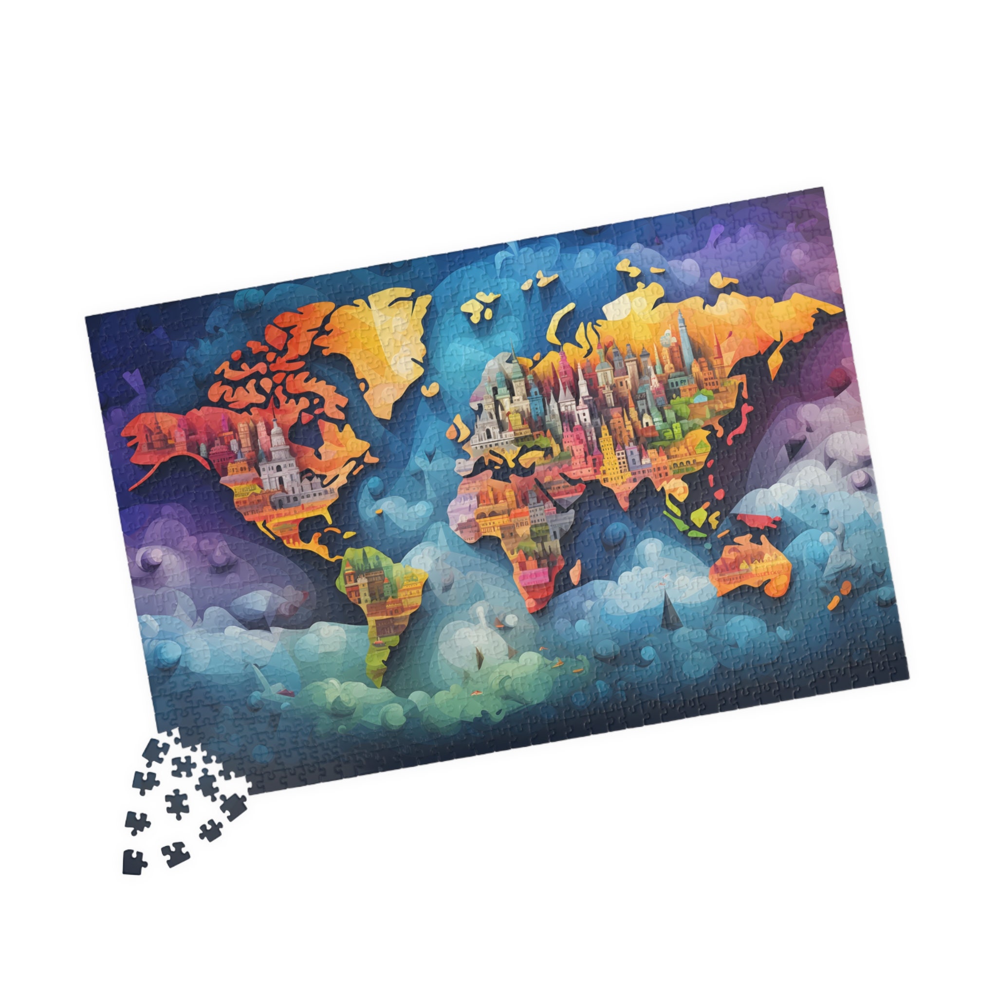 1014-piece Jigsaw Puzzle. World Map Jigsaw Unique Puzzle. - Etsy