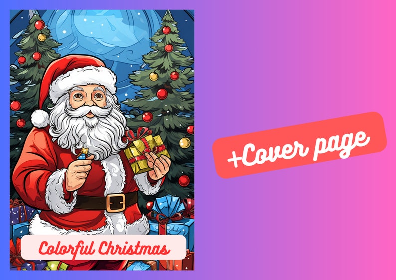100 Pages Christmas PDF Coloring Book, Printable Xmas Santa Claus ...