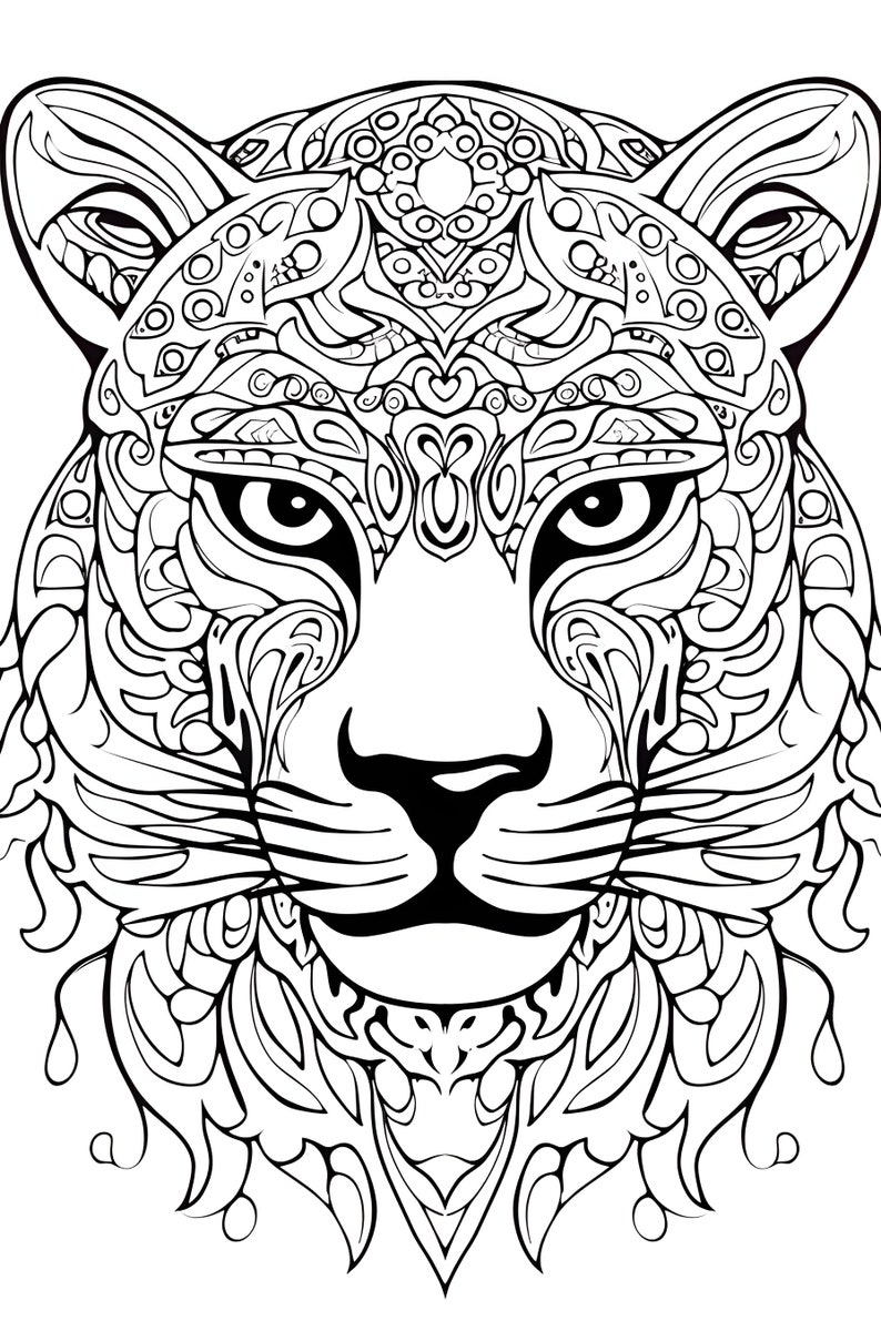 100 Pages Animal Mandala Coloring Book, Animal Coloring Book, Printable ...