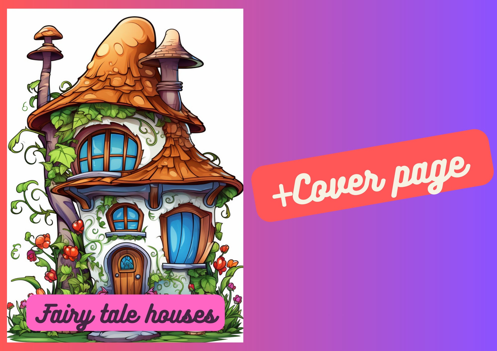 55 Pages Fairy Tale House Coloring Book Big Bundle Printable - Etsy