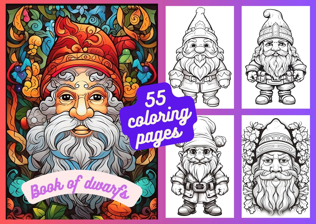 55 Pages Dwarfs PDF Coloring Book, Big Bundle Printable Dwarfs Coloring ...