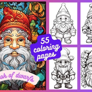 55 Pages Dwarfs PDF Coloring Book, Big Bundle Printable Dwarfs Coloring ...