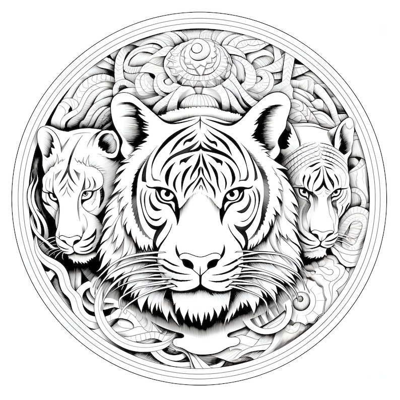 55 Pages Animal Mandala Coloring Book, Animal Coloring Book, Printable ...