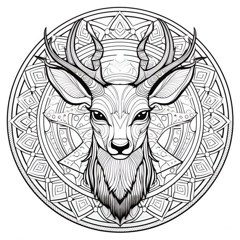 55 Pages Animal Mandala Coloring Book, Animal Coloring Book, Printable ...