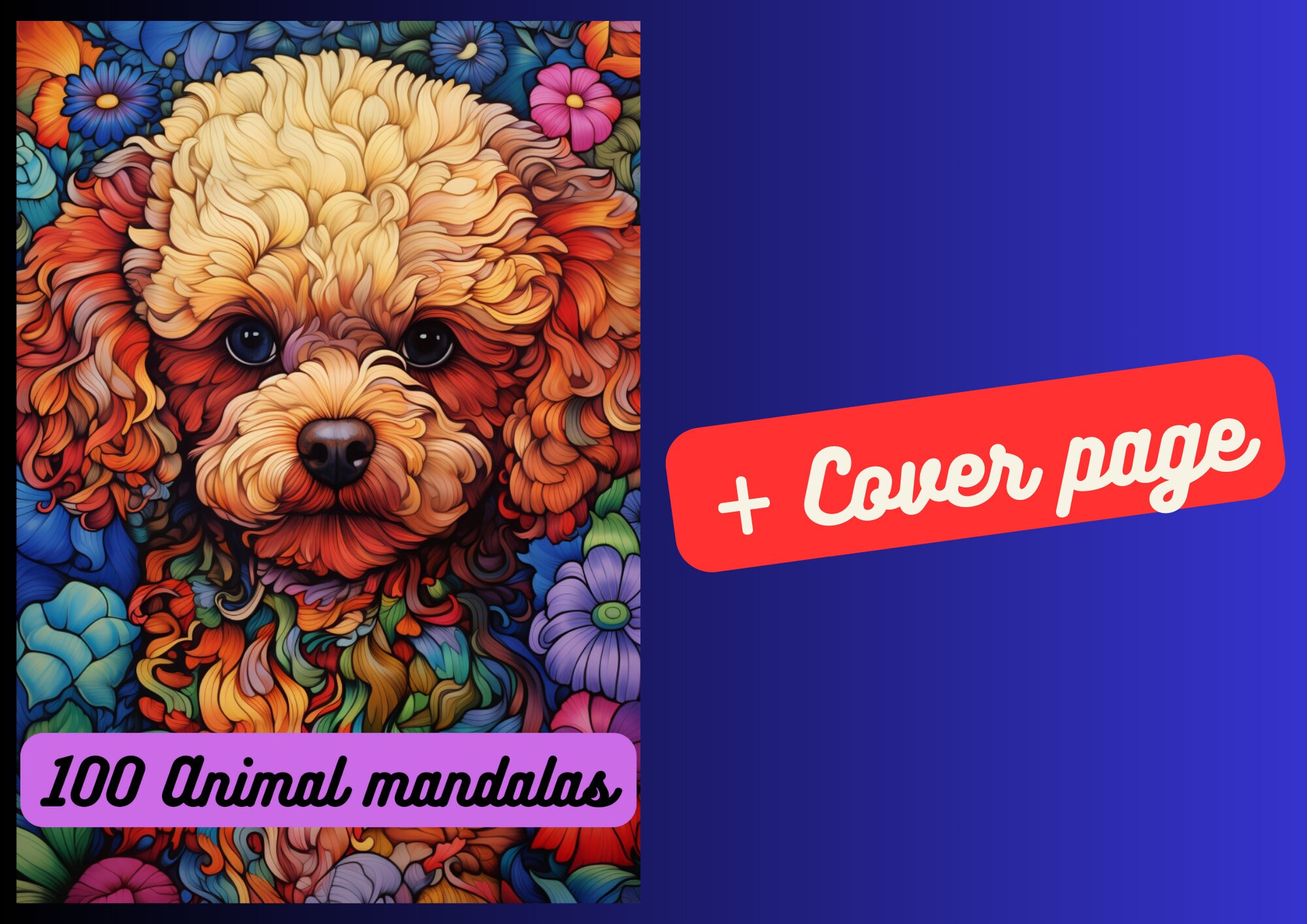 100 Pages Animal Mandala Coloring Book, Animal Coloring Book, Printable ...