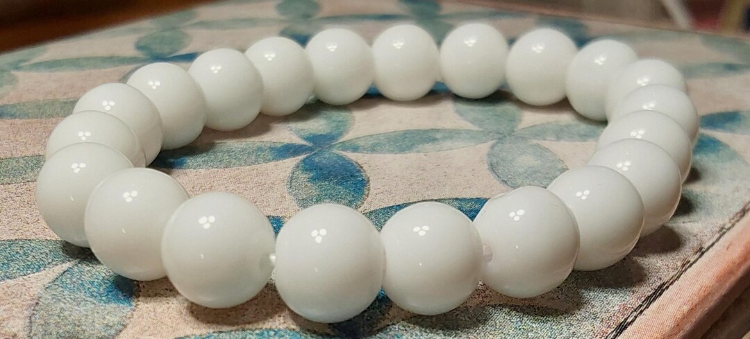 Handmade Beaded With All White Beads Bracelet Bead Canvas for Painting ...