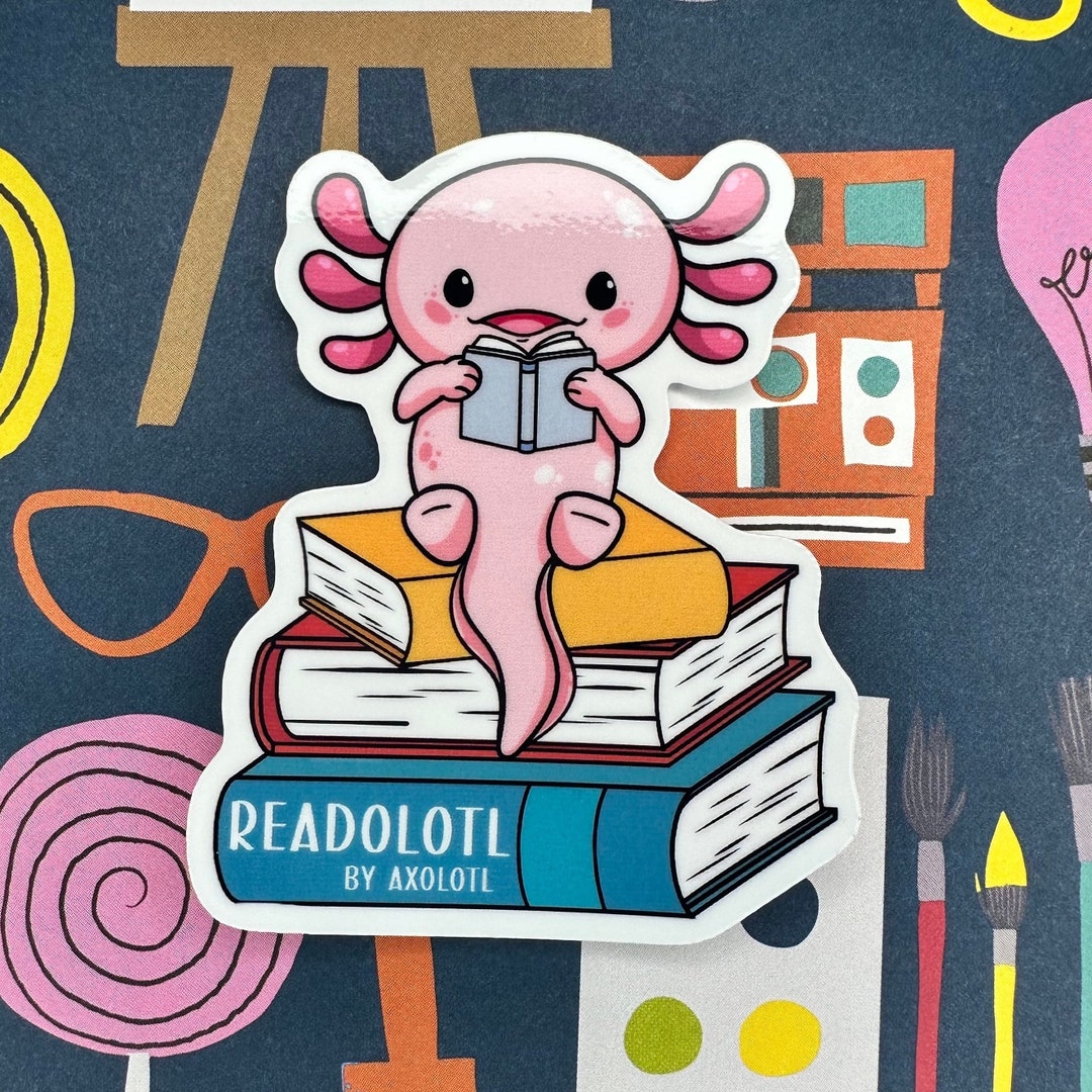Axolotl Reading Sticker - Etsy