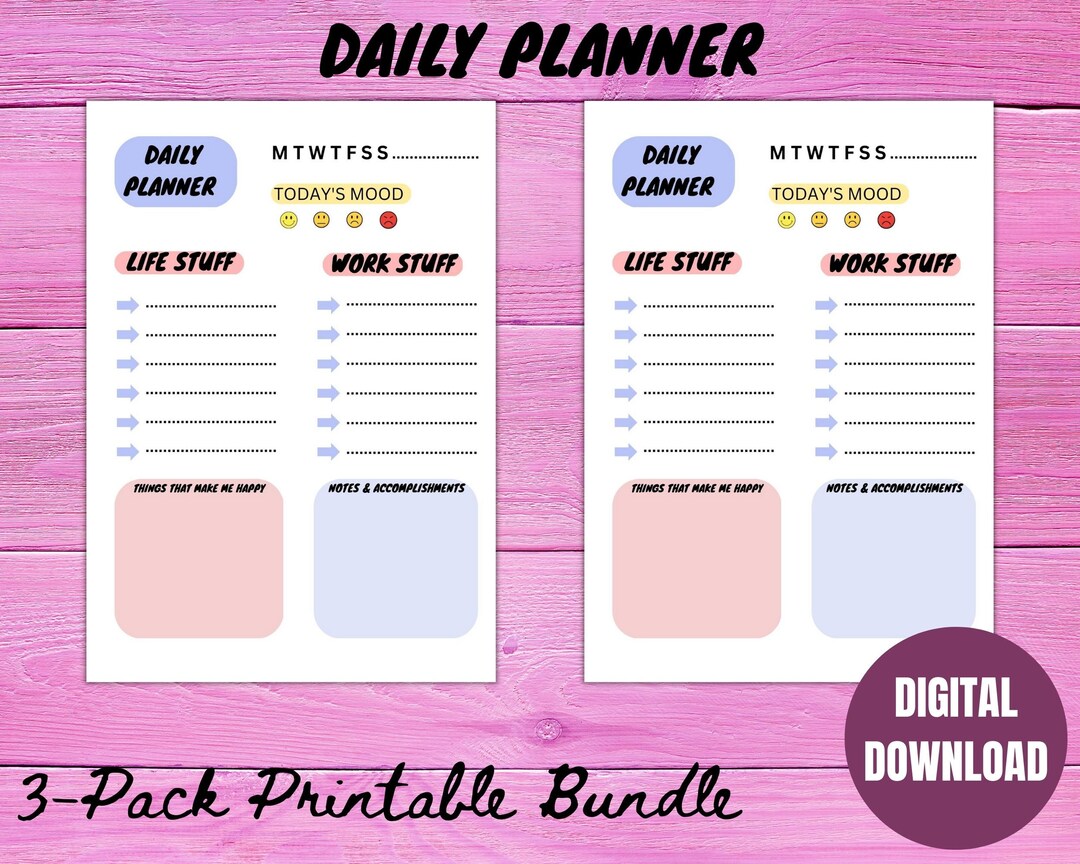 TO DO LIST, Daily Planner, Work Stuff, Life Stuff, to Do List ...