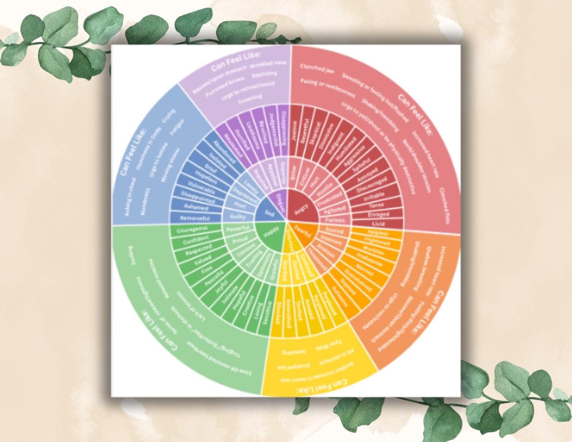 Somatic/physical Sensations Feelings Wheel for Therapists, Counselors ...