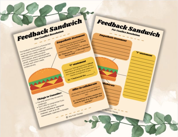 Feedback Sandwich Conflict Resolution Infographic & Worksheet for ...