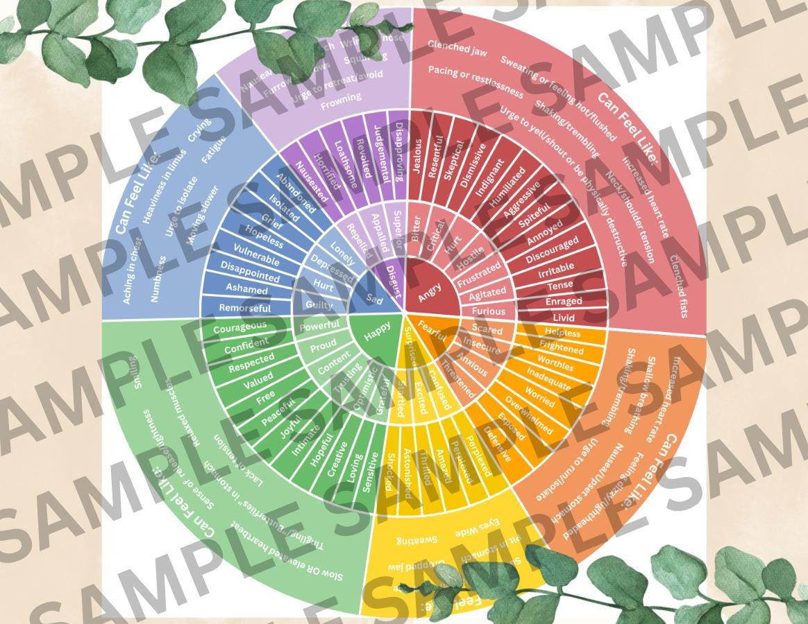 Somatic/physical Sensations Feelings Wheel for Therapists, Counselors ...