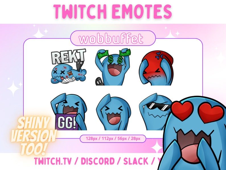 Wobbuffet Cute Twitch & Discord Emotes Pack - Etsy Australia